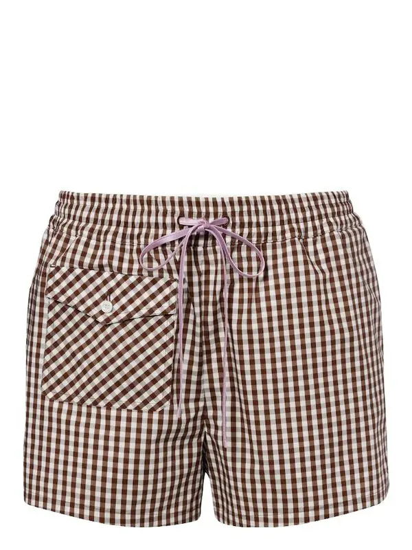 Valentino Garavani Gingham Cotton Poplin Shorts - Brown