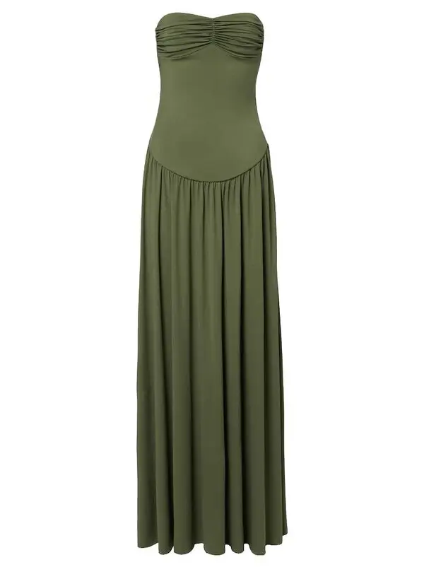BANANHOT Erin Gathered Maxi Dress - Green