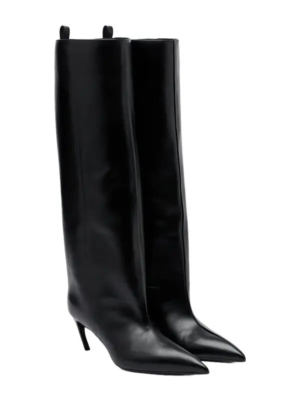 Attico Lea Leather Knee-high Boots - Black