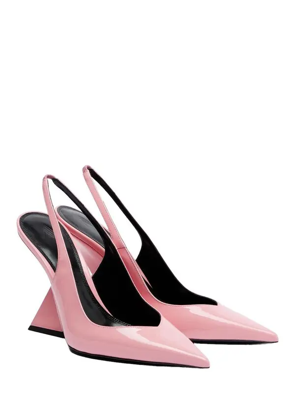 Attico Cheope Patent Leather Slingback Wedges - Pink