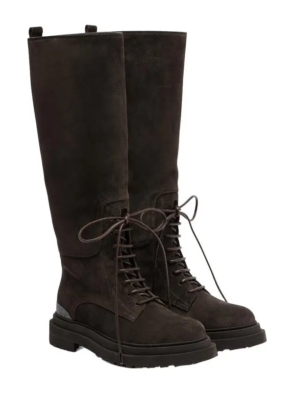 Brunello Cucinelli Monili Suede Lace-up Boots - Brown