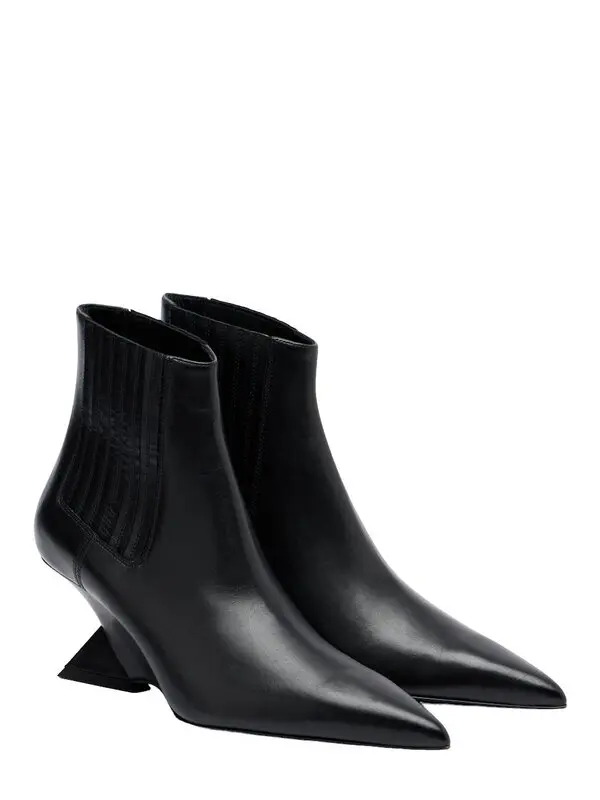 Attico Cheope Leather Ankle Boots - Black