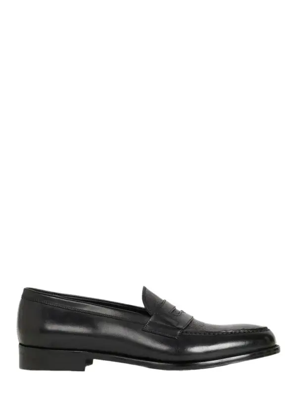 Etro Leather Loafers With Paisley Detail - Black