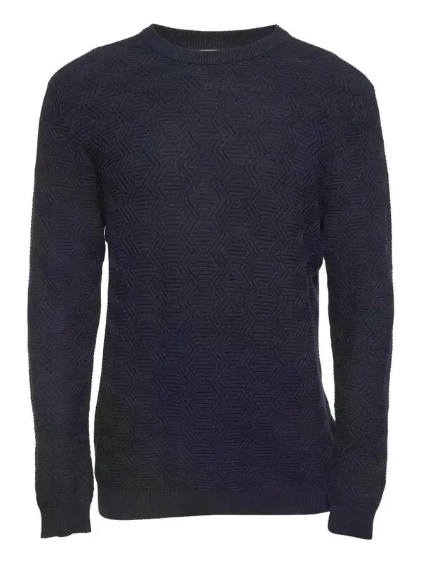 REISS Crew Neck Textured Knit Sweater - Blue