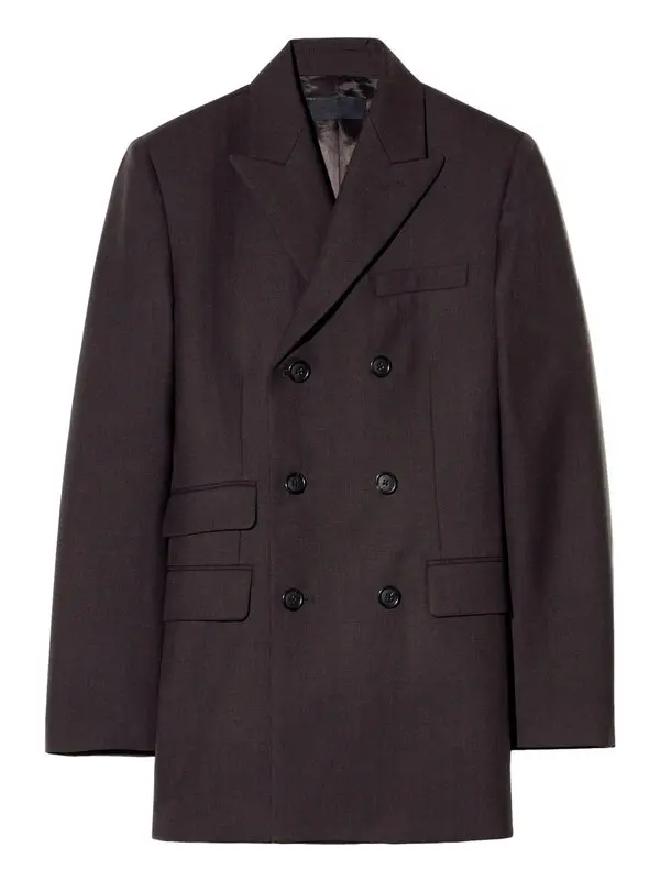 NILI LOTAN Double-breasted Wool Jacket - Brown Herringbone