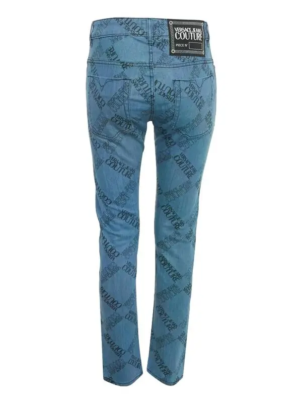 Versace Logo Print Skinny Jeans - Blue