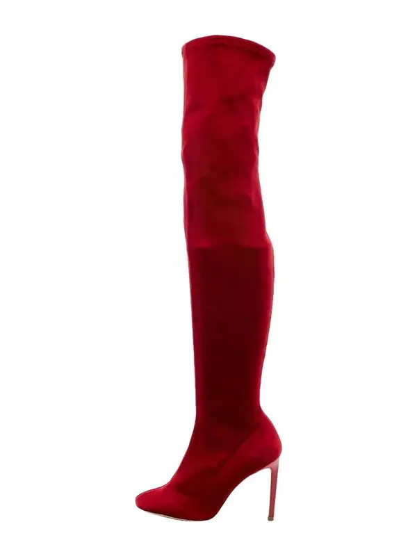 Carolina Herrera Velvet Over-the-knee Boots - Red