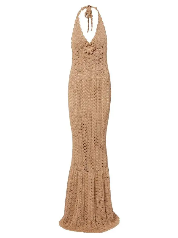 Elie Saab Crochet Maxi Dress - Brown