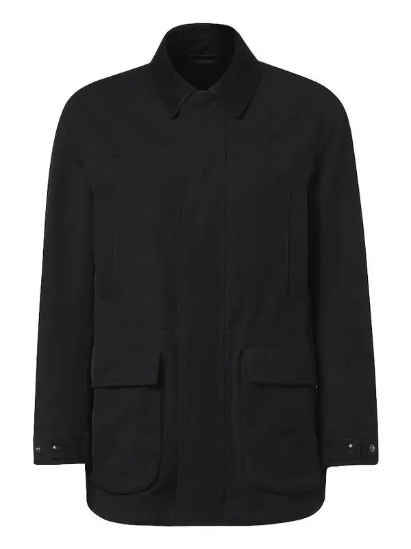 TOM FORD Cotton And Silk Twill Field Jacket In Ivory Glow - Black