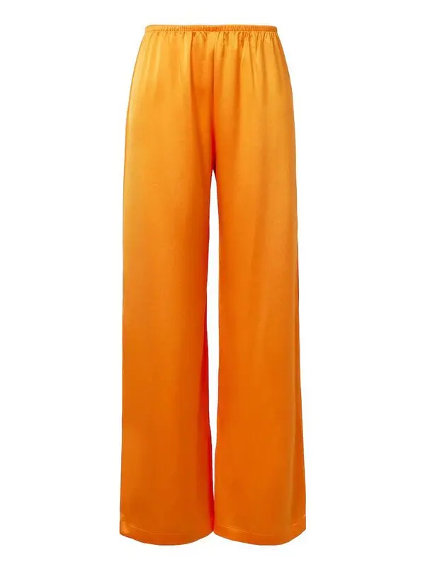 LESET Barb Satin Wide-leg Pants - Orange