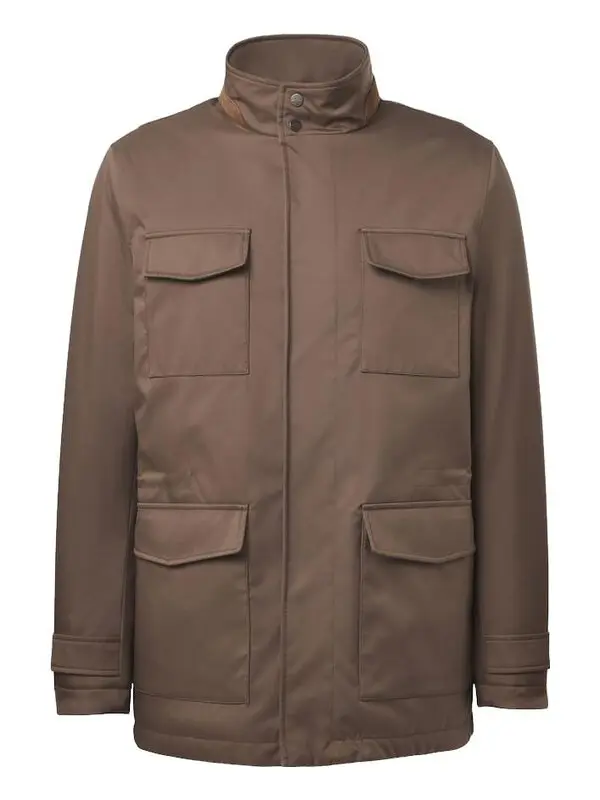 Kiton Suede-trimmed Technical Jacket - Brown