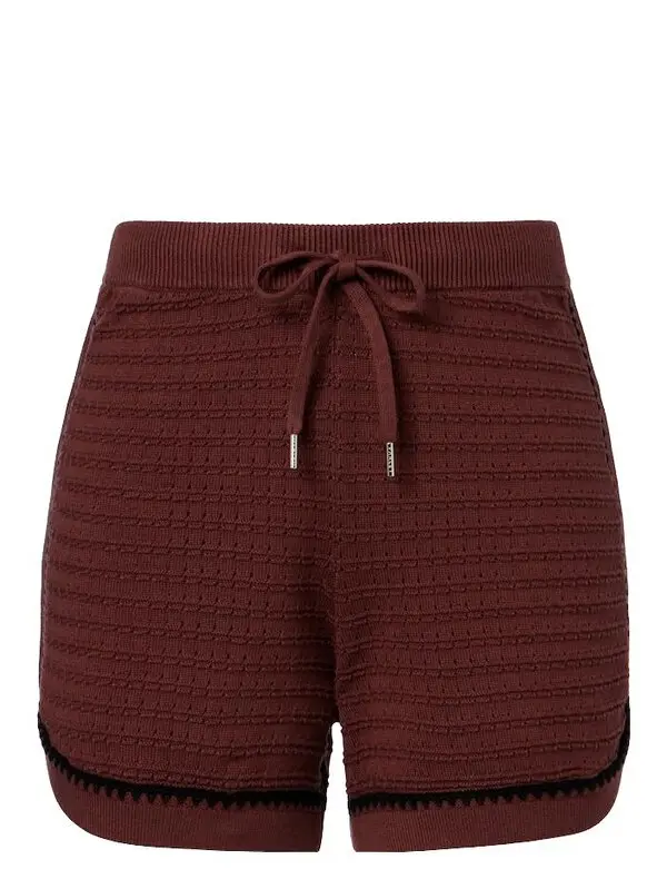 Varley Pointelle Cotton Shorts - Brown