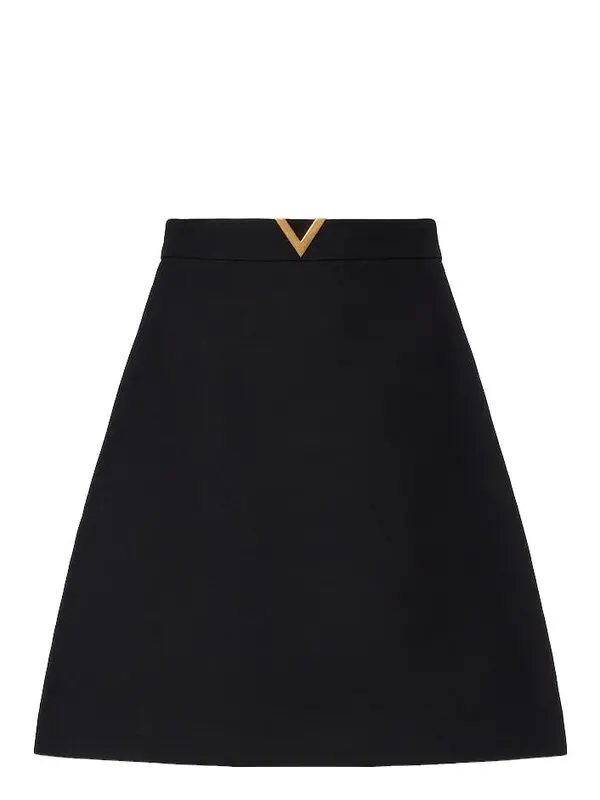 Valentino Garavani Crepe Couture Vgold Mini Skirt - Black