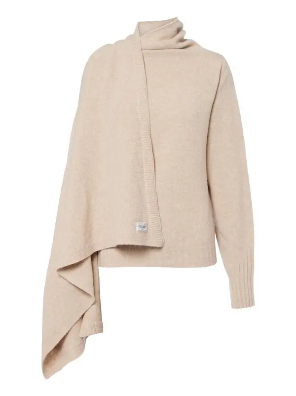 Attico Scarf-detail Virgin Wool Sweater - Beige
