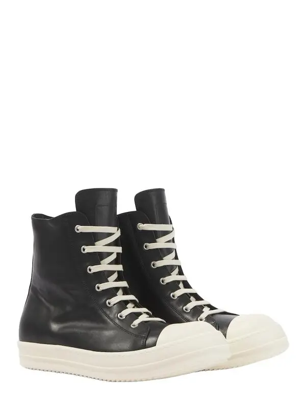 Rick Owens Jumbolace Leather High-top Sneakers - Black