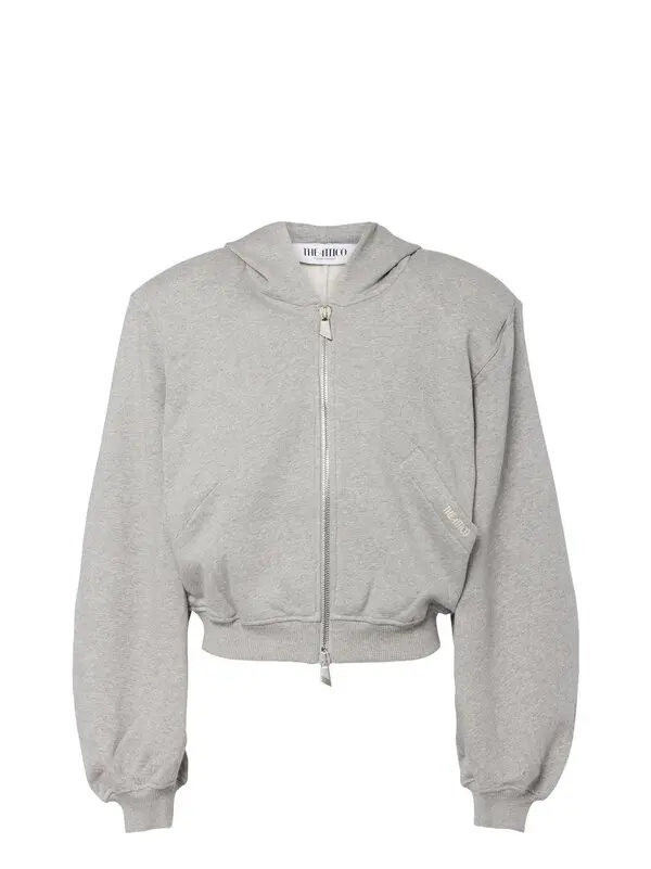 Attico Cotton Jersey Zip-up Hoodie - Grey
