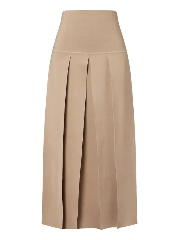 Alaïa Pleated Maxi Skirt In Mastic - Beige
