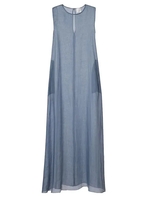 LESET Niko Ramie Maxi Dress - Blue