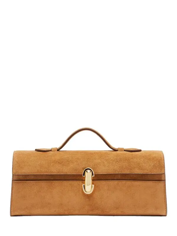 Savette Symmetry Slim Suede Top-handle Bag - Brown