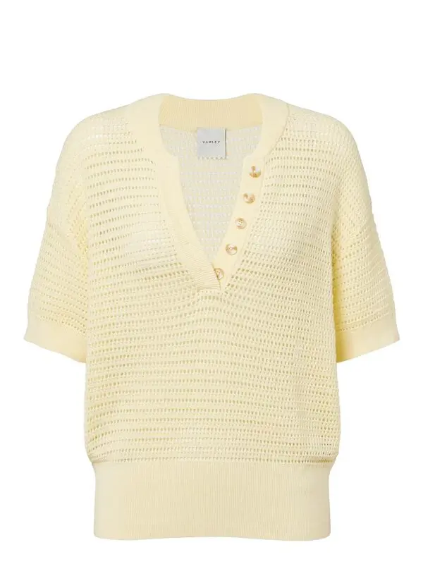 Varley Callie Open-knit Cotton Top - Yellow