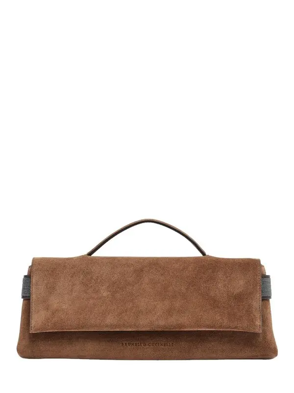 Brunello Cucinelli Small Suede Top-handle Bag - Brown