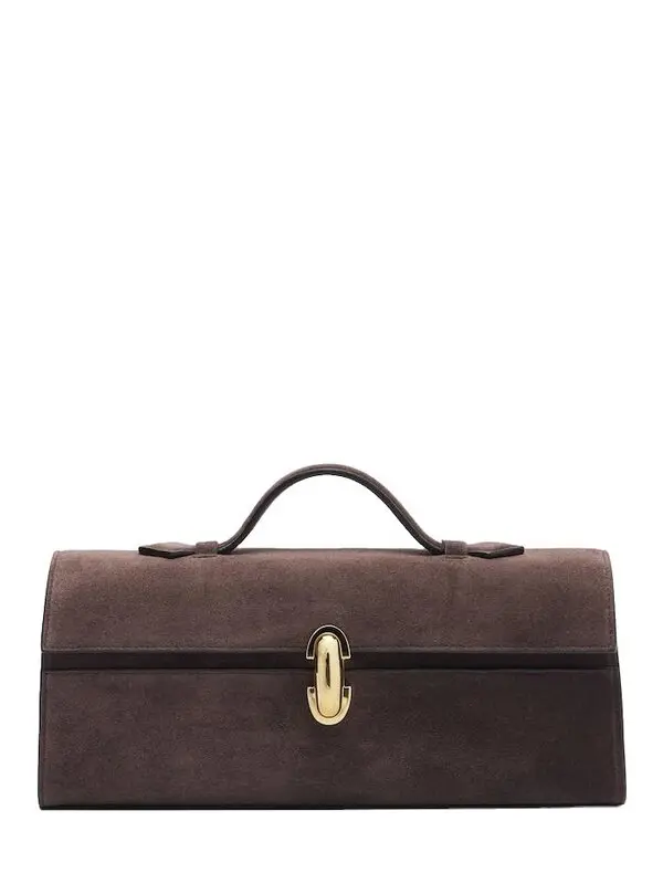 Savette Symmetry Slim Suede Top-handle Bag - Brown