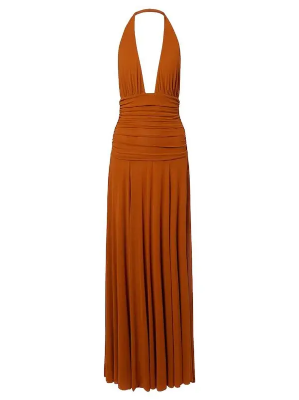 Staud Alessandra Halterneck Maxi Dress - Orange