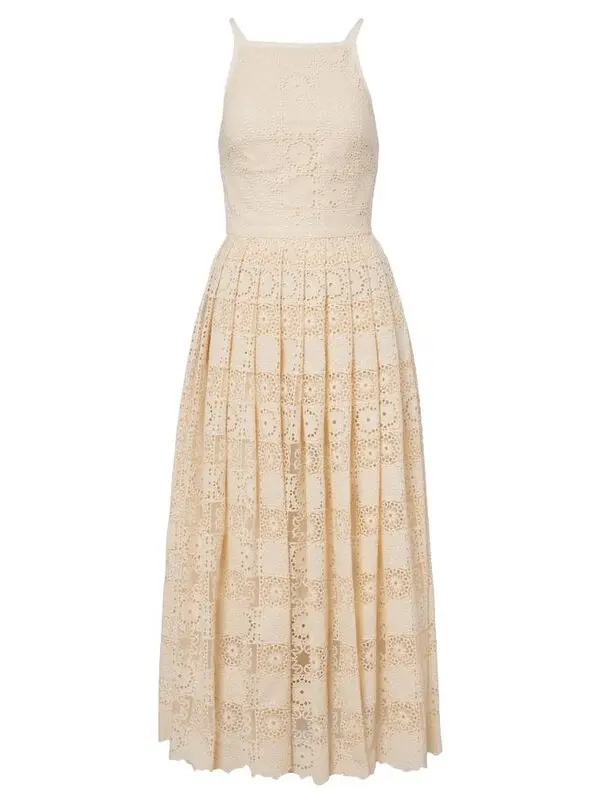 Elie Saab Silk And Cotton-blend Guipure Lace Midi Dress - Beige