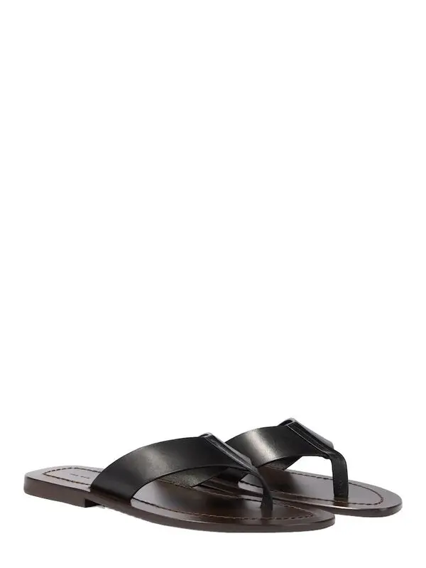 THE ROW Dan Leather Thong Sandals - Black