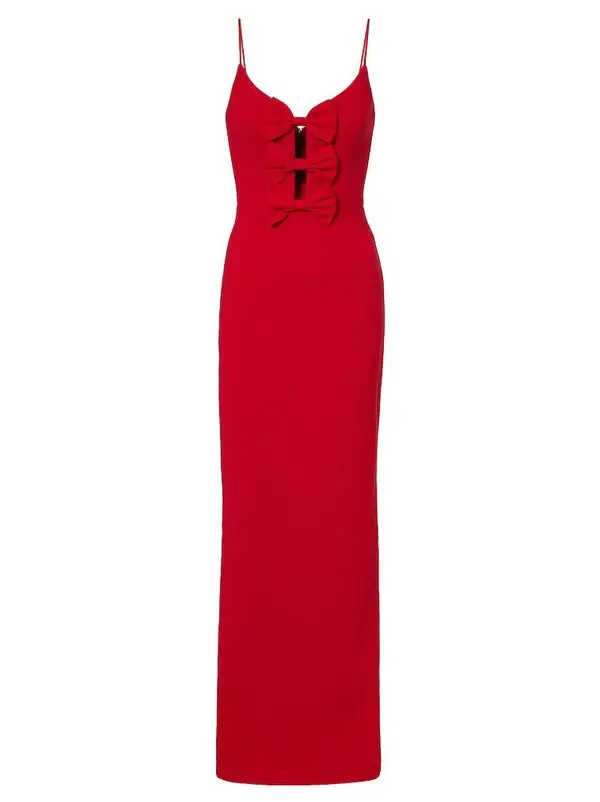 Rebecca Vallance Crepe Gown With Bow Detail - Red