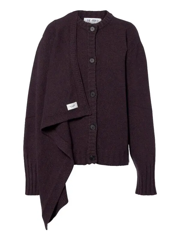 Attico Scarf-detail Wool And Cashmere Cardigan In Shades - Brown