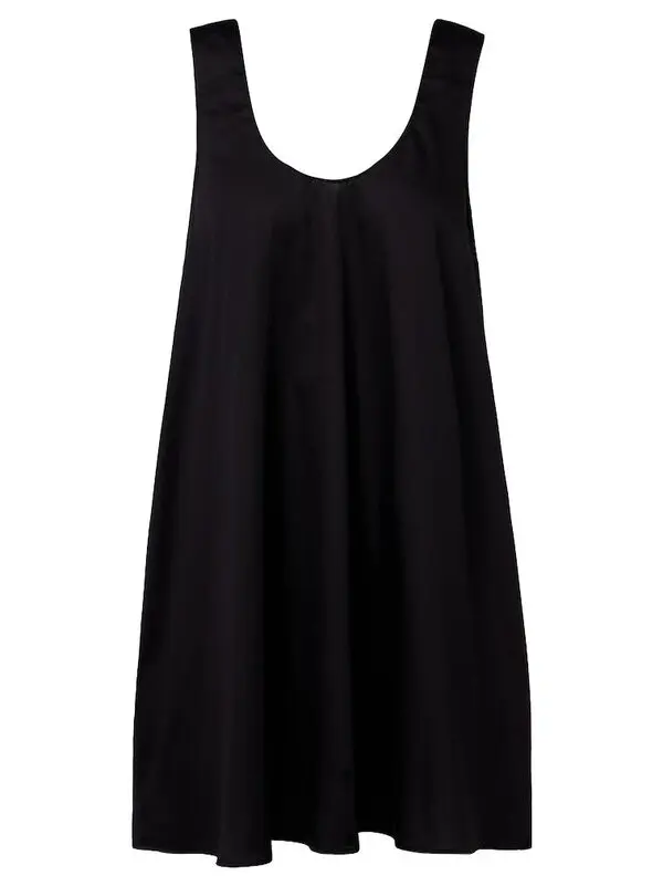 LESET Yoko Cotton Poplin Mini Dress - Black