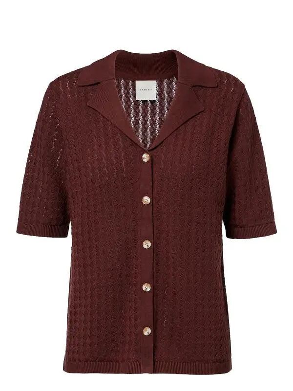 Varley Madelene Pointelle Cotton Shirt - Brown
