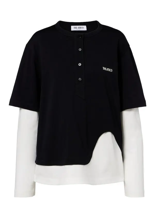 Attico Layered Cotton Jersey T-shirt - Black