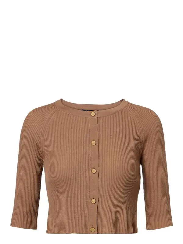 Max Mara Cropped Virgin Wool Cardigan - Brown