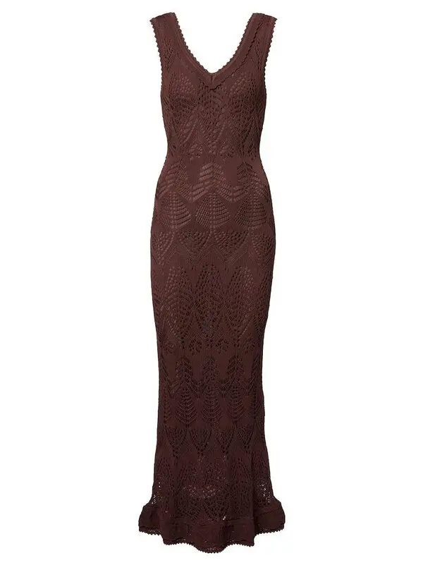 Staud Roan Open-knit Midi Dress - Brown