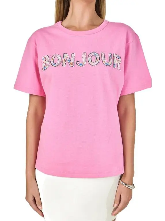 Endless Rose Sequin Embellished Knit Top - Pink