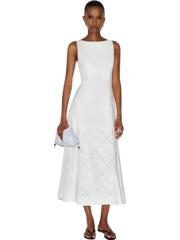 REFORMATION Lilith Sleeveless Dress With Embroidery - Ivory