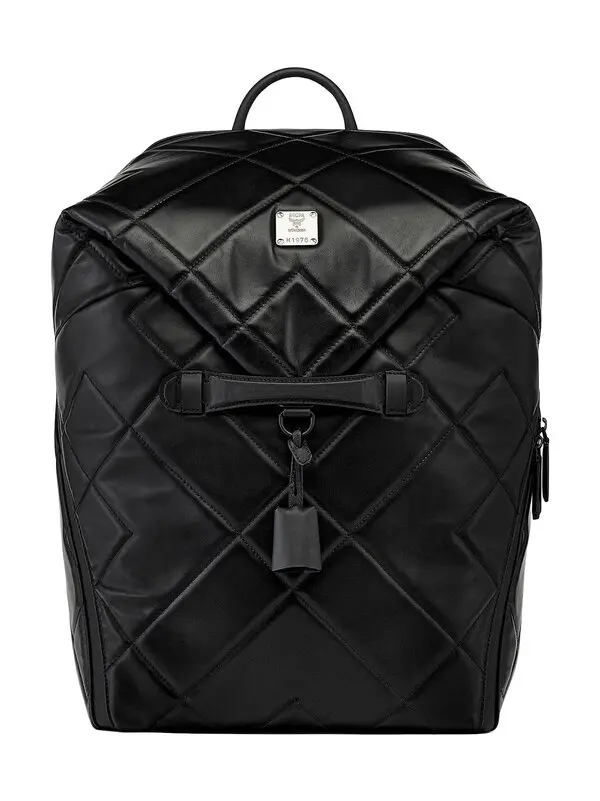 Mcm Diamond Quilted Leather Backpack - Black