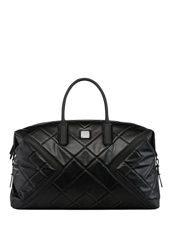Mcm Ottomar Weekender In Diamond Quilted Leather - Black