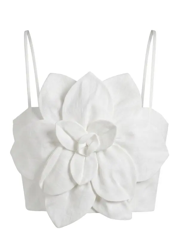 Yumi Kim Sahara Linen Top With 3d Embellishments - White