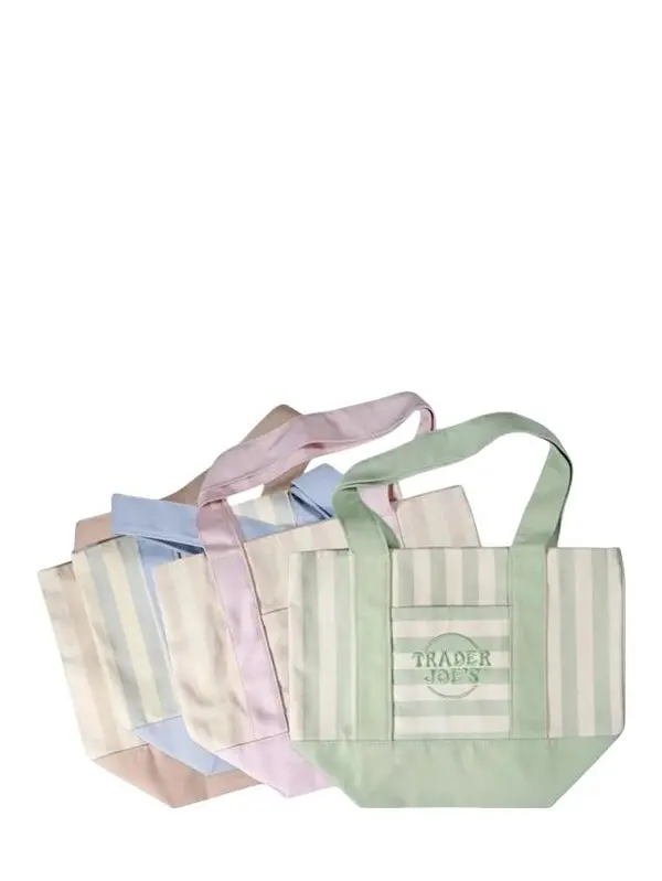 TRADER JOE'S Mini Canvas Tote Bag Set - Striped