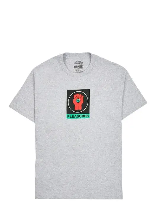 PLEASURES Badge Tee Shirt - Grey