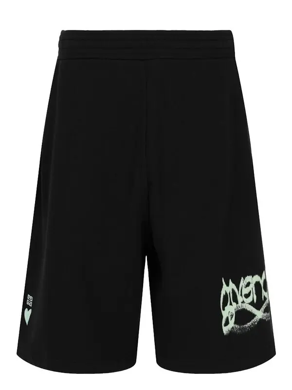 Givenchy Logo Print Boxy Shorts - Black