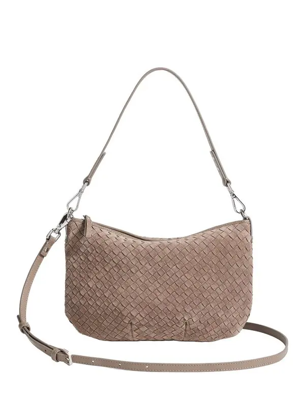 Quince Sloane Suede Handwoven Mini Shoulder Bag - Pebble