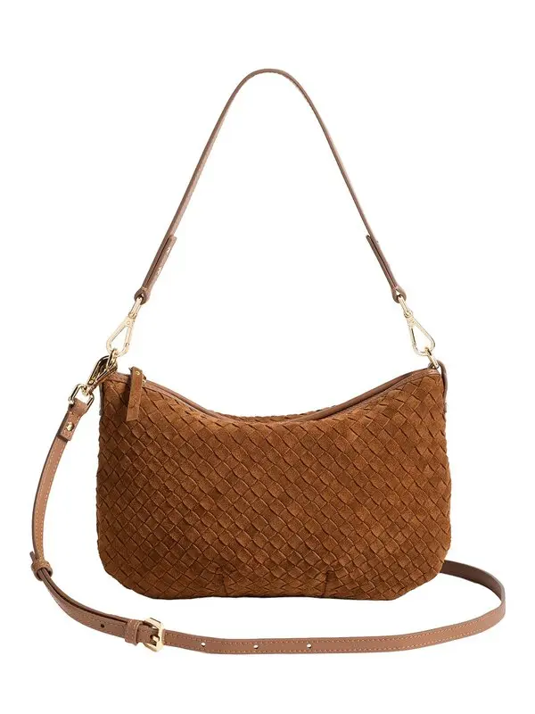 Quince Sloane Suede Handwoven Mini Shoulder Bag - Whiskey
