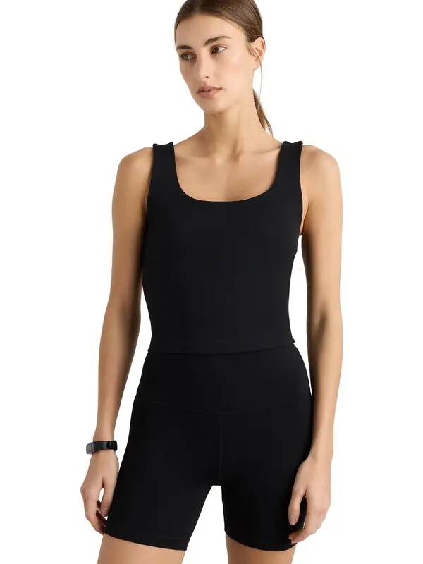 Quince Power-up Scoop Neck Bra Tank Top - Black