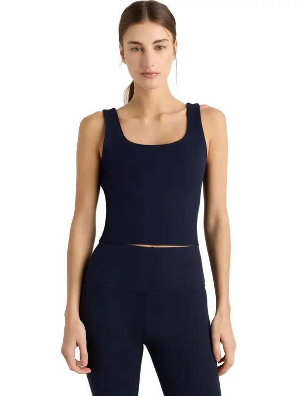 Quince Power-up Scoop Neck Bra Tank Top - Deep Navy