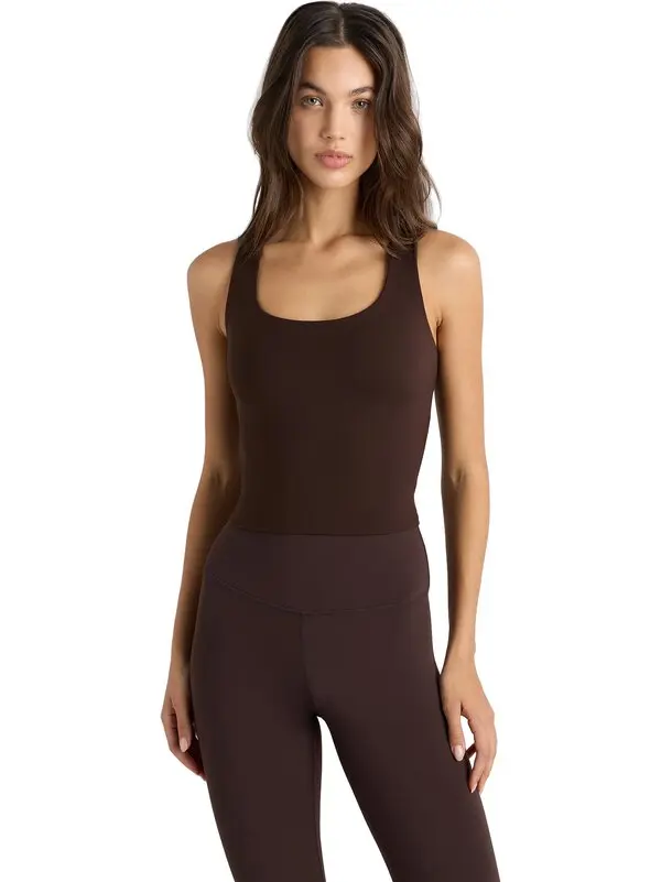 Quince Power-up Scoop Neck Bra Tank Top - Espresso