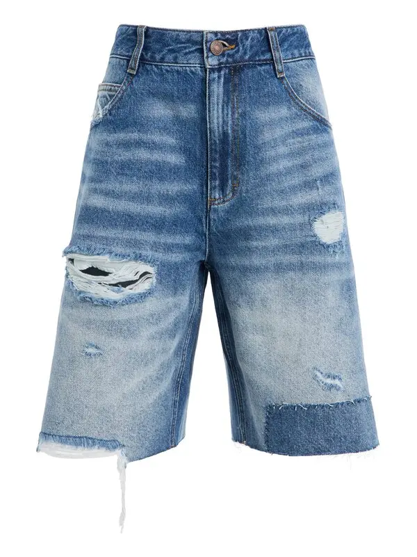 Sea Milene Denim Knee-length Shorts - Blue